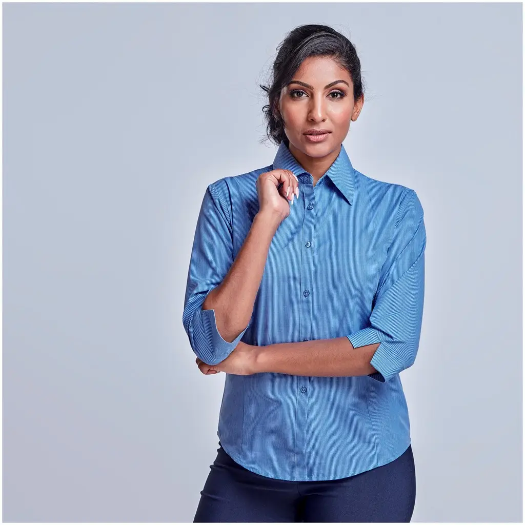 Ladies 3 4 Sleeve Micro Check Shirt | Three6ixty