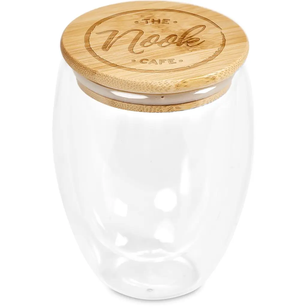 Okiyo Moco Glass & Bamboo Double-Wall Cup - 350ml | Three6ixty
